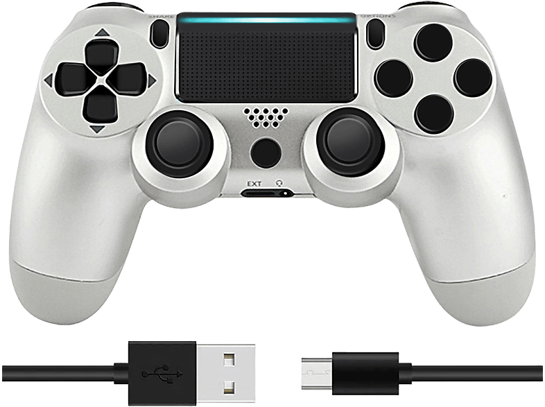 KINSI Wireless Gamepad, Für PS4 Controller Silbergrau | MediaMarkt