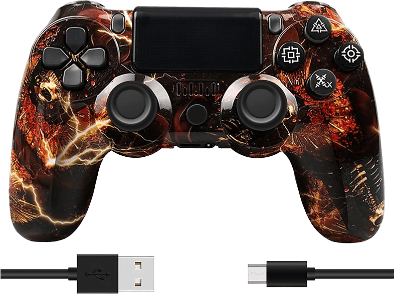 KINSI Wireless Gamepad, Für PS4 Controller Feuer Geist Kopf | SATURN