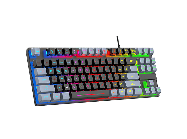 SYNTEK Tastatur Schwarz Mechanisches Feeling USB Verdrahtet Dual ...