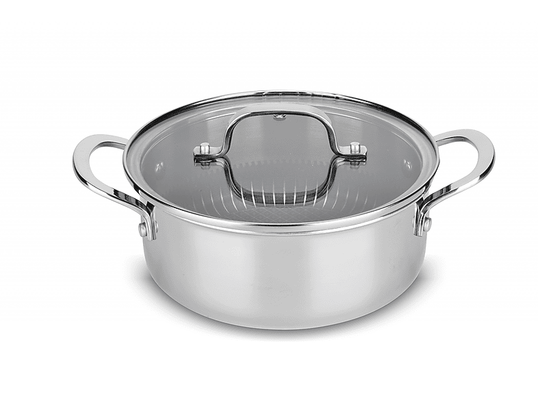 LIVINGTON Titan Pot 7L Kochtopf Edelstahl, Aluminium, Glas | MediaMarkt