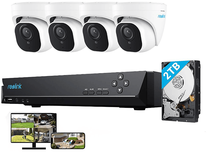 REOLINK 4x 8MP Dome Kameras + 2TB 8CH NVR, Überwachungskamera ...