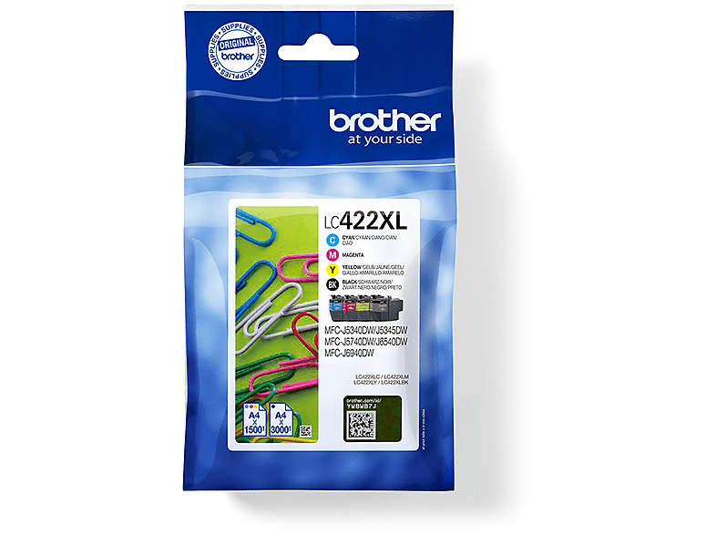 BROTHER LC422XLVALDR Multipack | Cyaan Blauw, Magenta, Geel, Zwart ...
