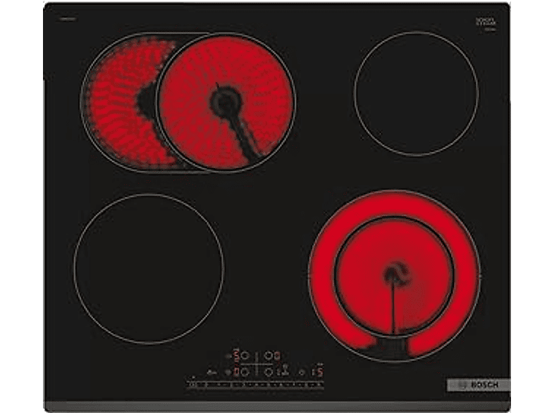 Placa de vitrocerámica | BOSCH PKN631FP2E, 4 zonas, 592 mm, Negro ...