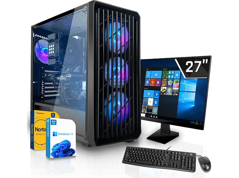 SYSTEMTREFF Basic Gaming Komplett Intel Core i7-12700K, Windows 11 Pro, Komplett PC mit Intel ...