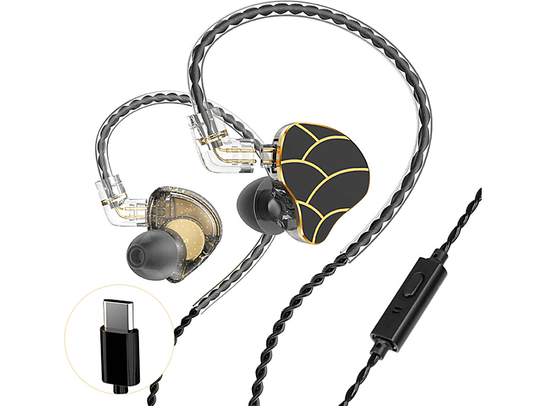 KINSI H818，Bass, verkabelt, In-ear Kabelgebundener Kopfhörer Gelb ...