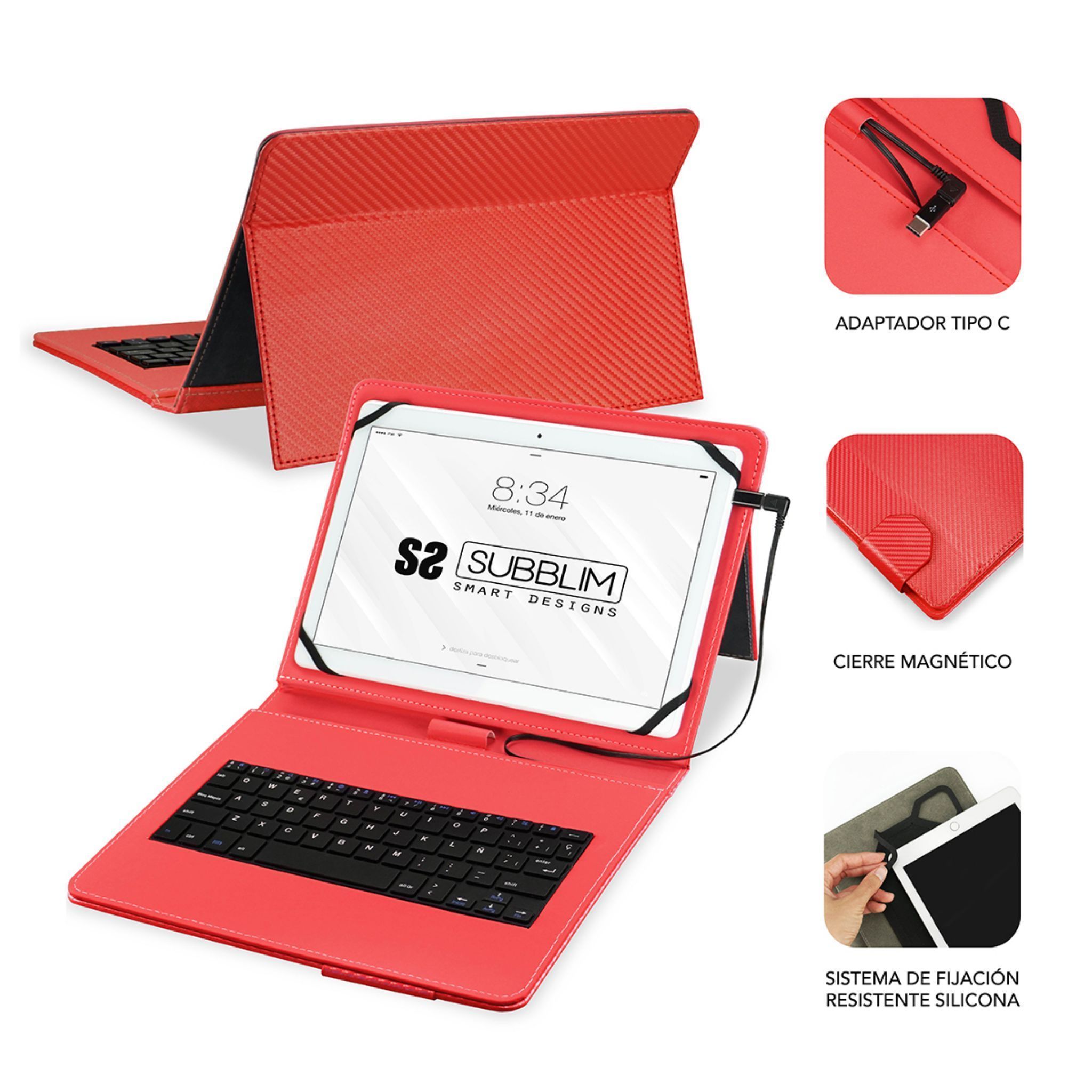 Funda con teclado | SUBBLIM Micro USB - USB C Pro, Para Apple, Lenovo ...