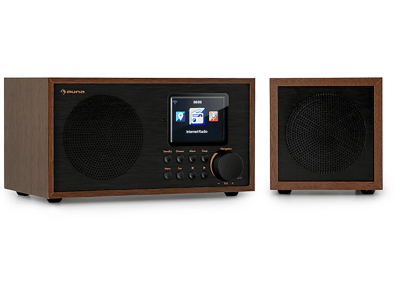 AUNA Silver/Black Star Mini Internetradio, FM, Walnuss | MediaMarkt