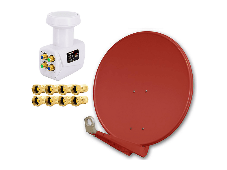 PREMIUMX DELUXE85 Alu Ziegelrot 85cm Antenne Digital SAT Schüssel LNB ...