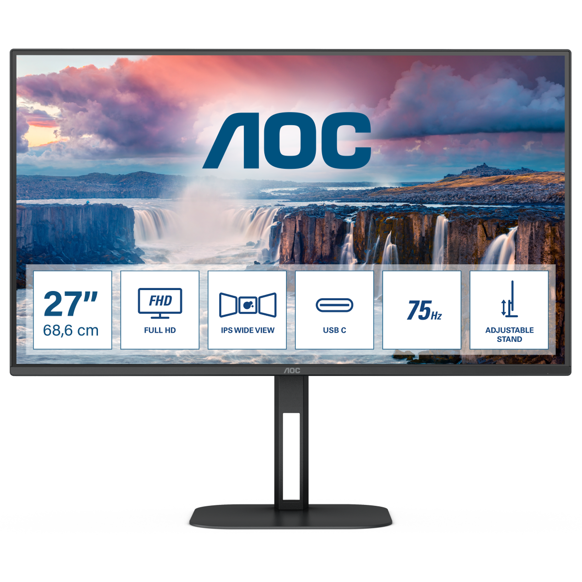 AOC 27V5C/BK 27 Zoll Full-HD Monitor (1 ms Reaktionszeit , 75Hz , 75 Hz ...