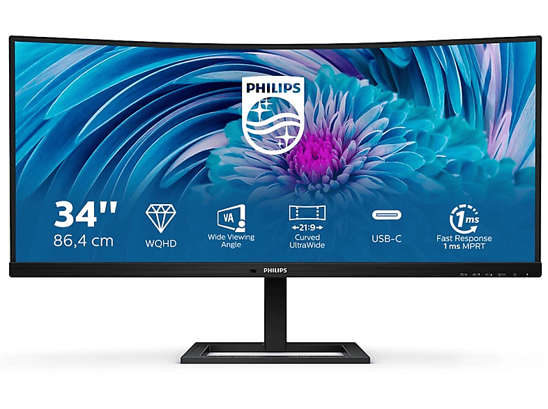 Monitor - PHILIPS 346E2CUAE/00, 34 ", WQHD, 4 ms, 100 Hz, Negro ...