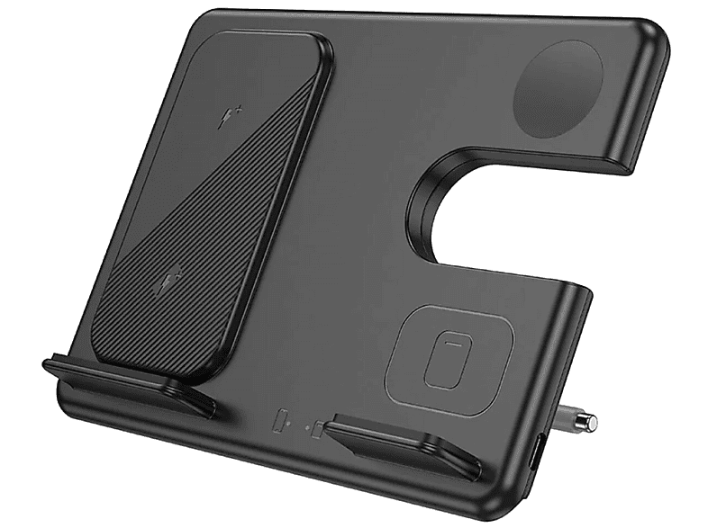 HOCO CQ2 3in1 15W Geek Folding Wireless Ladegerät Universal, Schwarz | SATURN