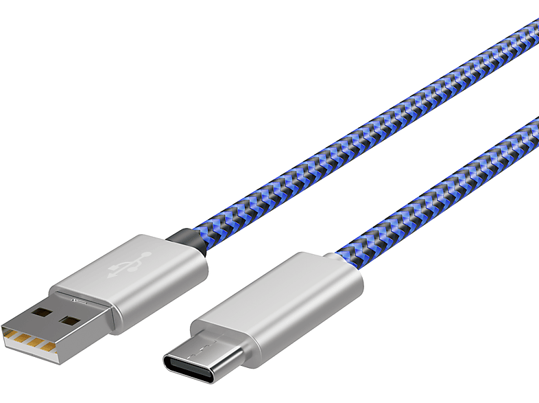 KABELBUDE USB-Ladekabel A Stecker auf USB Typ C, blau 0,9m USB Kabel ...
