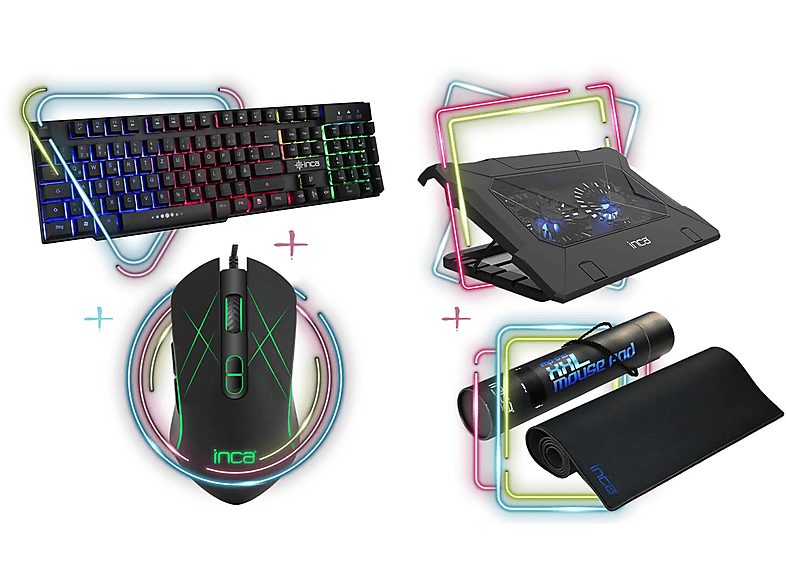 INCA 4 in 1 Combo aus Gaming Tastatur Mauspad Gaming Maus & Kühler ...