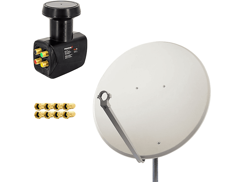 PREMIUMX SAT Anlage 100cm Antenne Aluminium Quad LNB 8x F-Stecker Sat ...