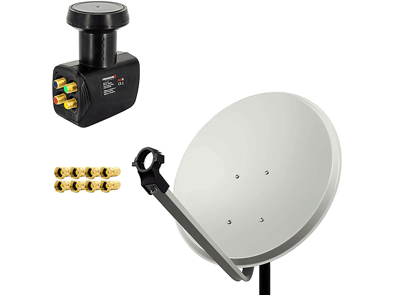 PREMIUMX SAT Anlage 60cm Satellitenschüssel ALU Quad LNB 8x F-Stecker ...
