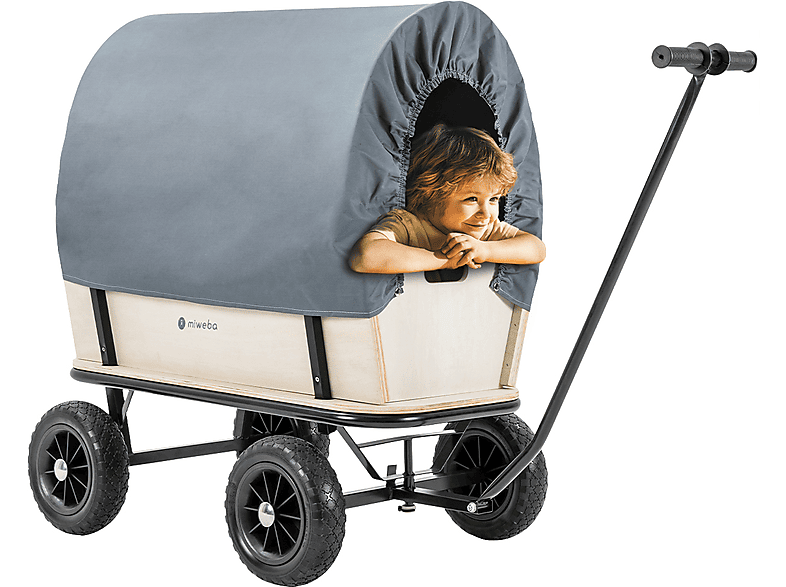 MIWEBA Canvas mit Planenaufbau | Bollerwagen, Holz Grau | MediaMarkt