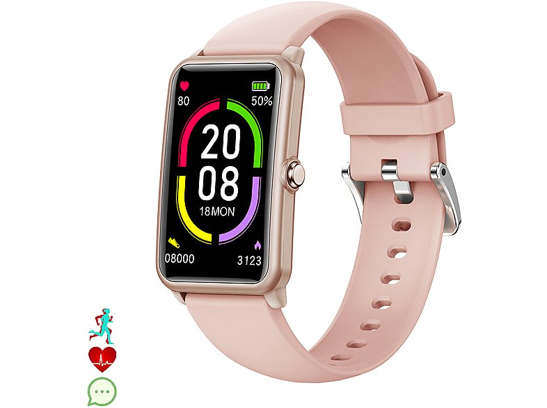 DAM ELECTRONICS DMAQ0143C55 Smartwatch genuine leather, Rosa | MediaMarkt