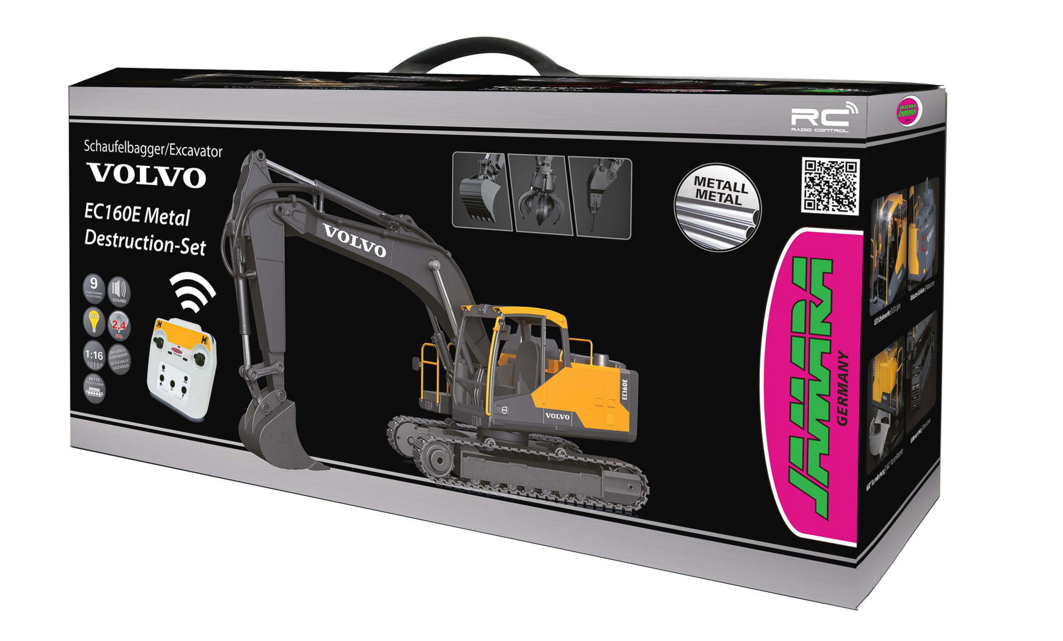 JAMARA 406300 BAGGER VOLVO EC160E METAL 1:16 2 R/C Spielzeugauto, Gelb ...