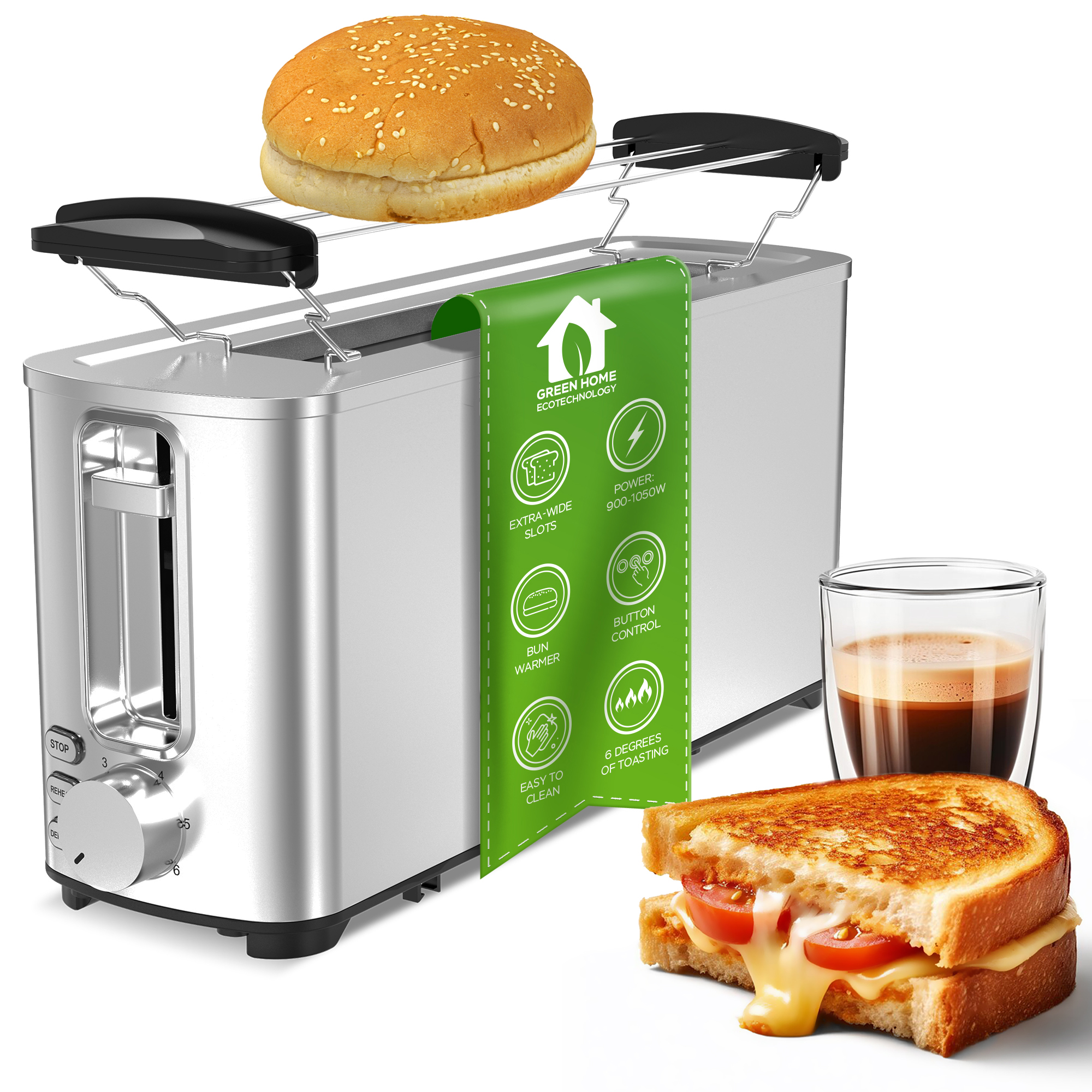 TURBOTRONIC BY Z-LINE TT-BF14 Toaster Silver (1050 Watt, Schlitze: 1 ...
