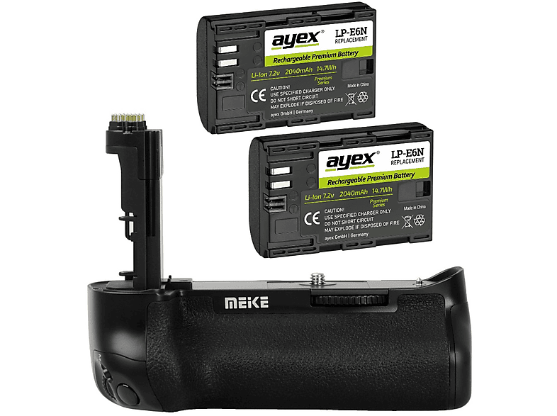 AYEX Batteriegriff Set für Canon EOS 7D Mark II + 2x LP-E6 Akku wie BG-E16, Batteriegriff Set ...