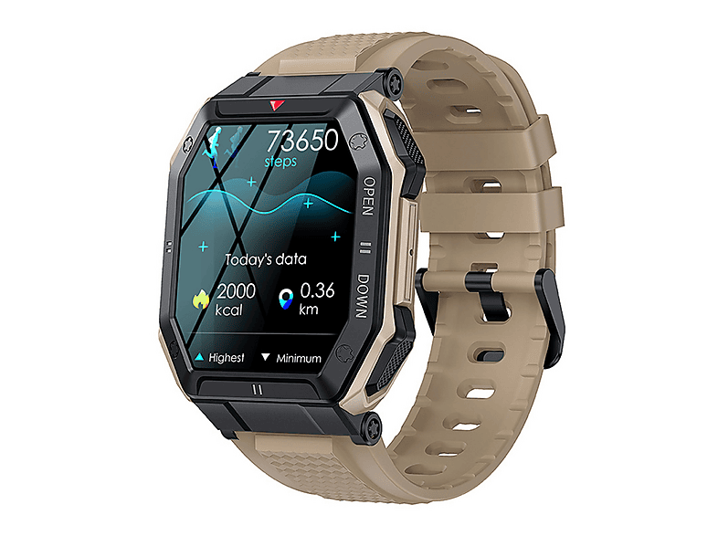 ELKUAIE 85-Zoll-HD-Touch-Farbdisplay Smartwatch Kieselgel, Khaki ...
