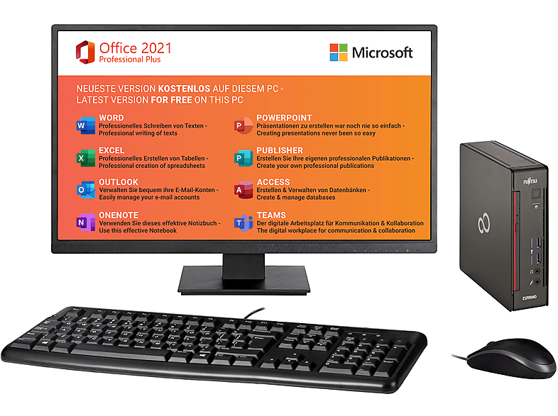 FUJITSU Esprimo Q556 Edo, 27 Zoll Monitor, Mini-PC Komplettsystem mit Intel® Core™ i5 i5-6500T ...