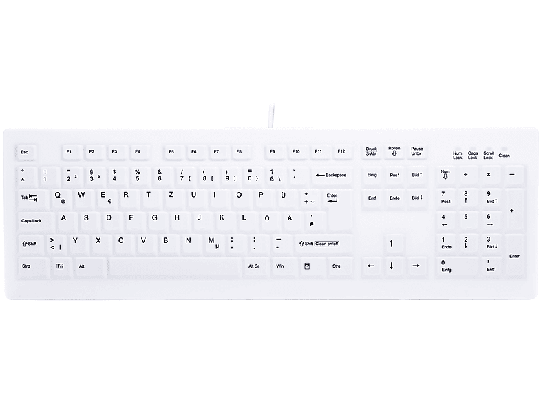 Teclado con cable | CHERRY AK-C8100F-UVS-W/GE, Alámbrico, idioma: DE ...