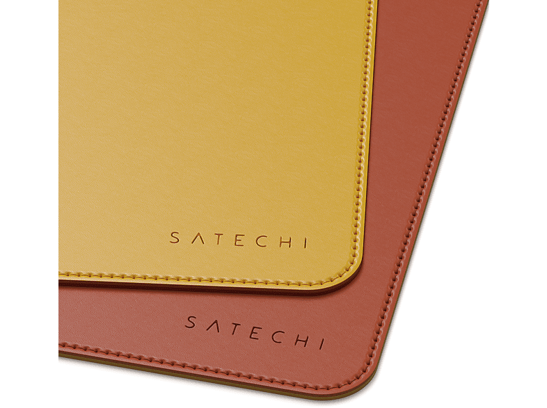 SATECHI Dual Sided Eco-Leather Deskmate | Yellow/Orange Mousepad (31 cm ...