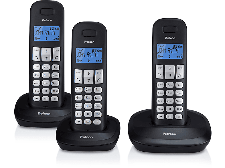 PROFOON PDX-1130 3er Set DECT-Telefone mit 3 Mobilteilen, DECT-Telefon ...