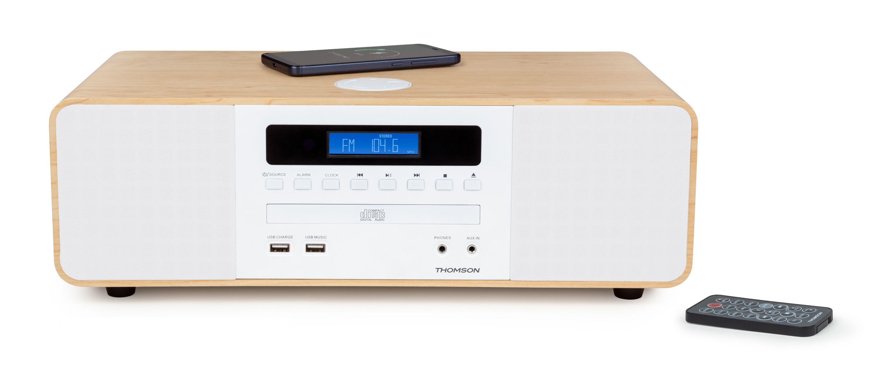 THOMSON MIC 201I BT Kompaktanlage (Weiß/Holz) | MediaMarkt