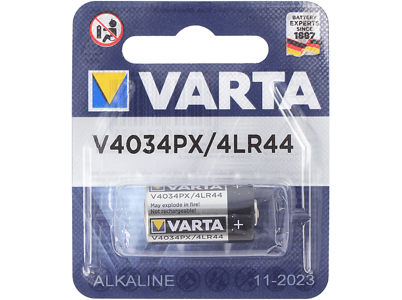 VARTA Electronics V4034PX 4LR44 Fotobatterie 6V (1er Blister) Mando Distancia Fotobatterie, AlMn ...