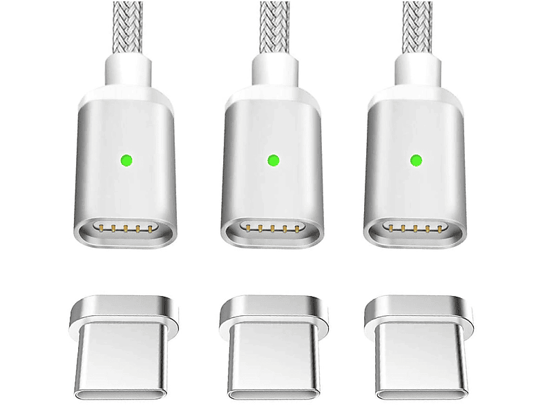 ELKUAIE Magnetischer Stecker, USB Typ-C Kabel, 2 m, Silber | MediaMarkt