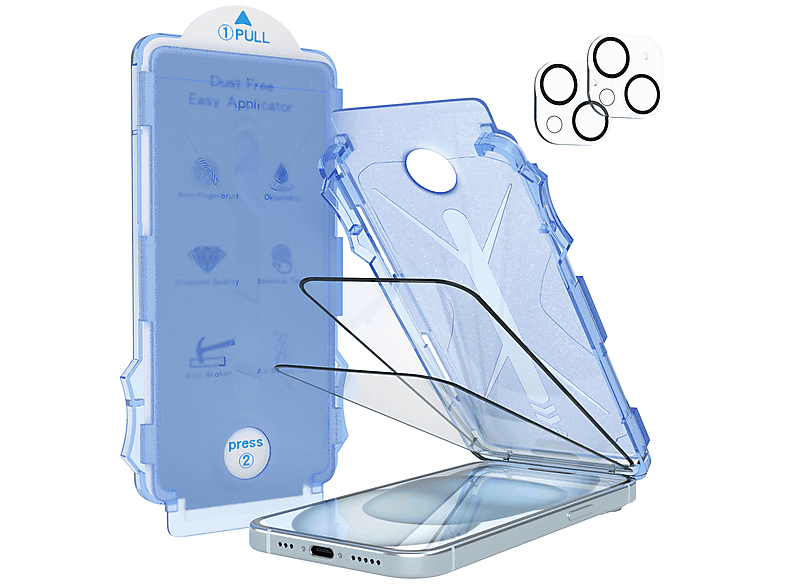 EAZY CASE 2x Magic Screen Protector Displayschutzglas (für Apple iPhone ...