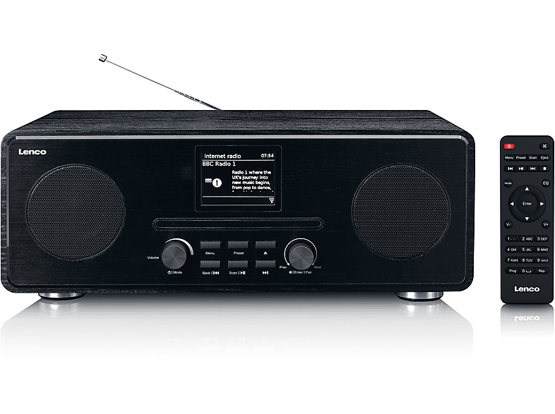 LENCO DIR-261BK WLAN Radio, Internetradio, DAB+ & FM-Empfang, DAB, DAB+, FM, Internet Radio ...