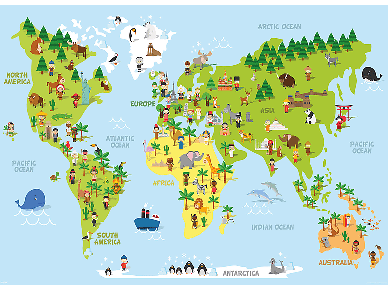 Kinderweltkarte | Giant Poster - Children’s World Map | MediaMarkt