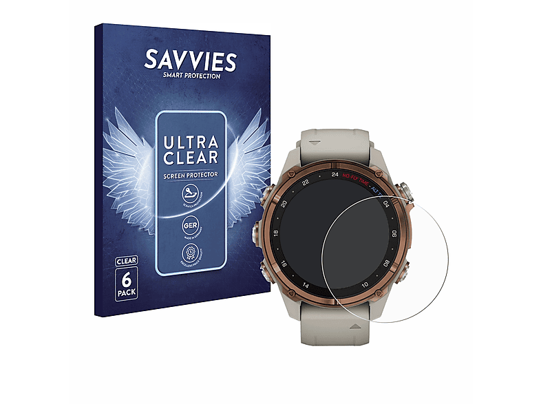 SAVVIES 6x klare Schutzfolie (für Garmin Descent Mk3 (43 mm)) | MediaMarkt