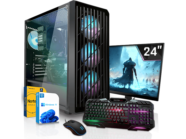 SYSTEMTREFF Basic Gaming Komplett AMD Ryzen 5 4500, Komplett PC mit AMD Ryzen™ 5 4500 Prozessor ...