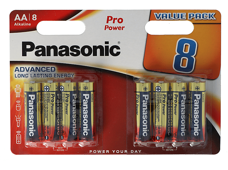 PANASONIC Pro Power Mignon LR6 AA im 8er Pack Alkali-Mangan Batterie ...