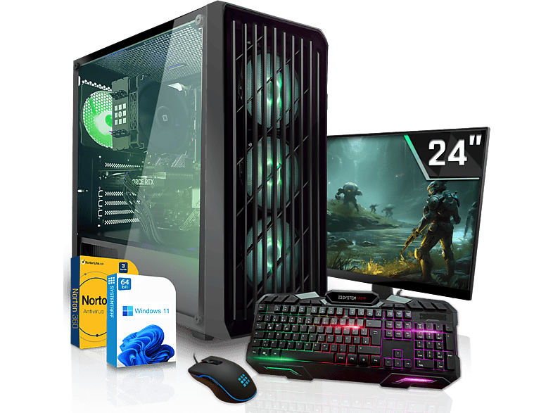 SYSTEMTREFF Basic Gaming Komplett AMD Ryzen 3 4100, Komplett PC mit AMD ...