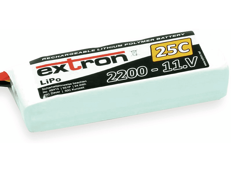REXTRON Modellbau-Akkupack X2, LiPo, 11,1 V-/2200 mAh Lithium-Polymer ...