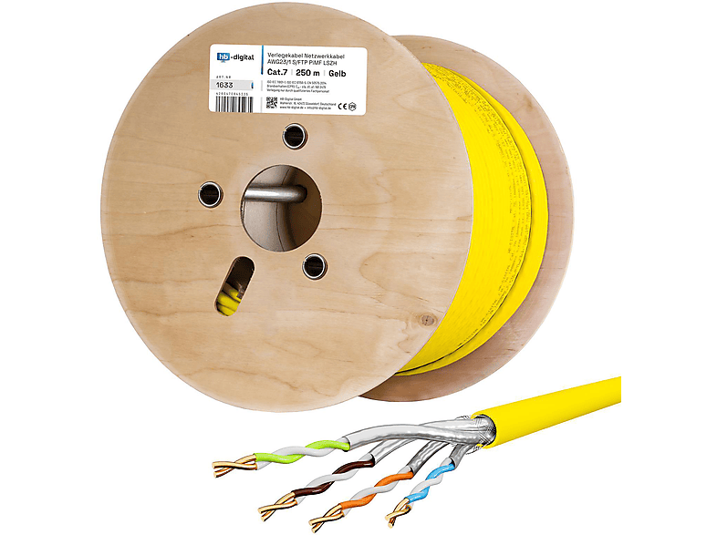 HB-DIGITAL CAT 7 Simplex S/FTP AWG23 LSZH, Netzwerkkabel, 250 m ...