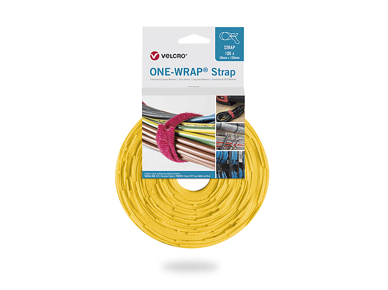 VELCRO One Wrap® Strap 20mm x 330mm, 100 Stück Klettband, gelb | MediaMarkt