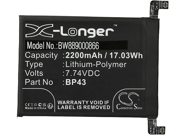 VHBW Ersatz für Xiaomi BP43 für Li-Polymer Akku, 2200 mAh | MediaMarkt