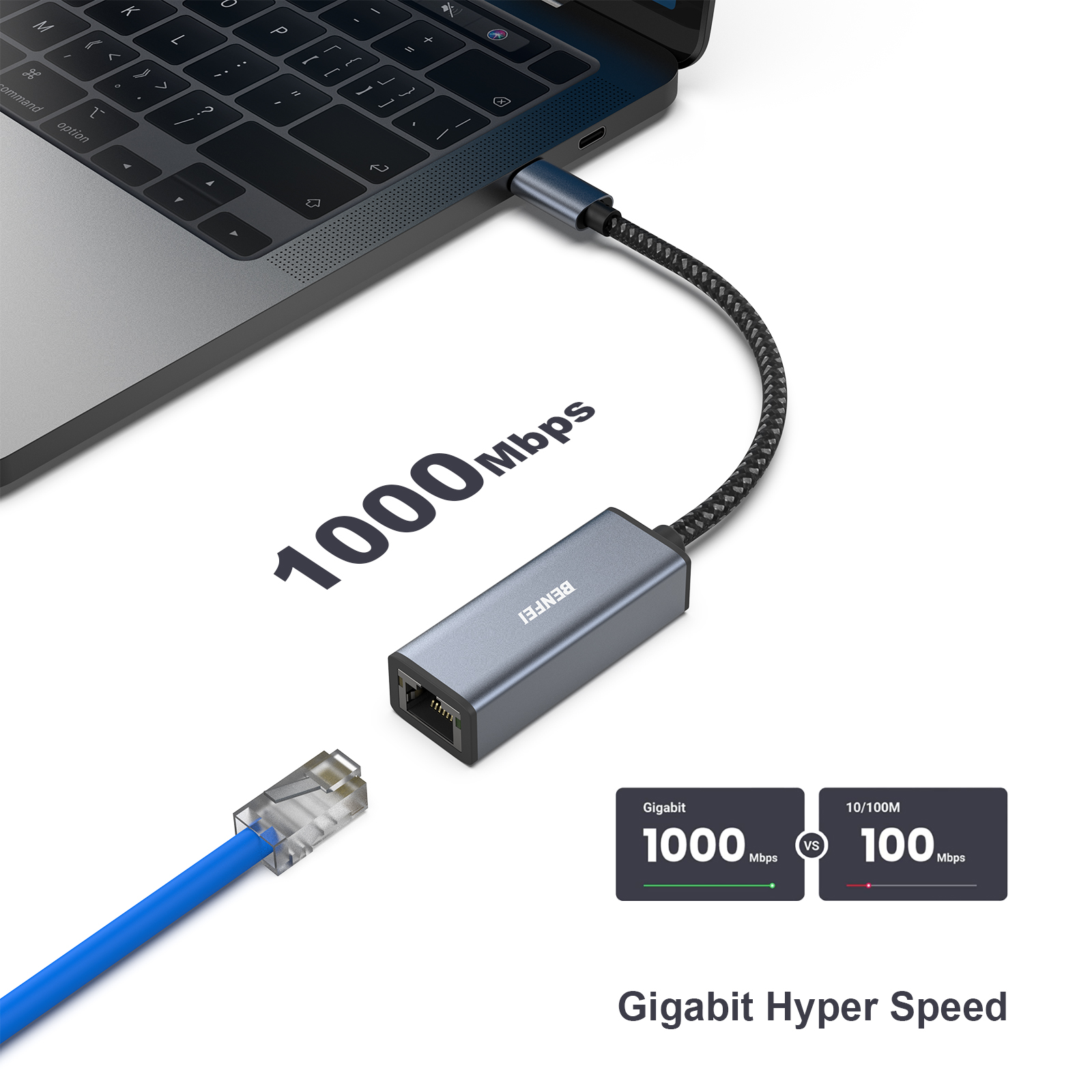 BENFEI USB C auf Ethernet Adapter, BENFEI Thunderbolt 3 auf RJ45 LAN ...