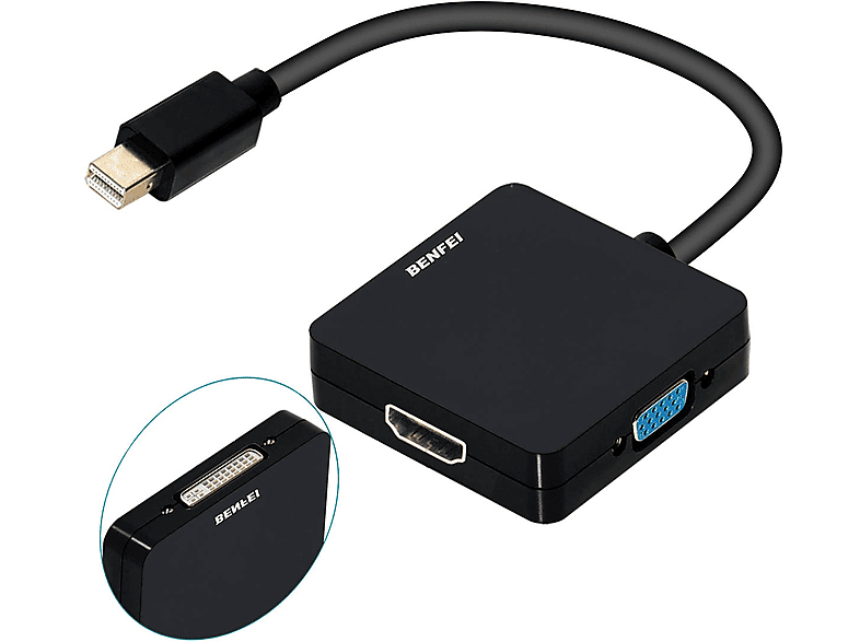 BENFEI Mini DisplayPort auf HDMI VGA DVI USB HUB, Schwarz | MediaMarkt