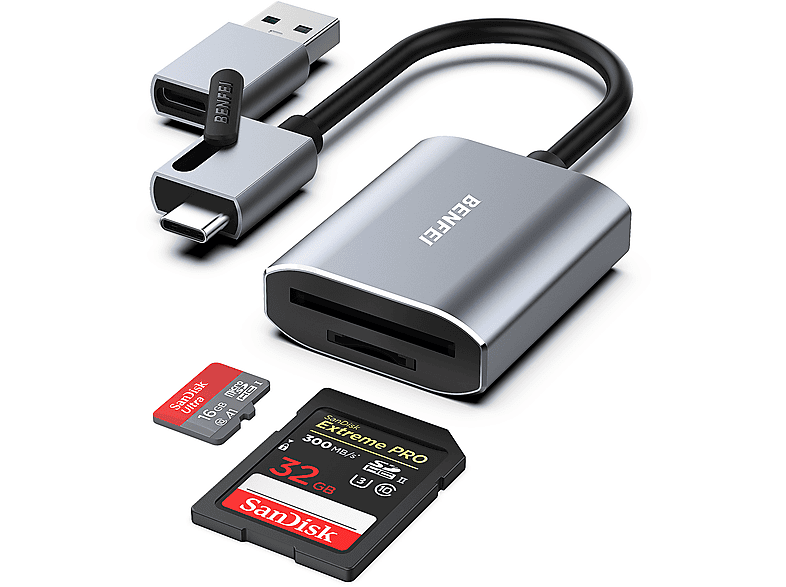 BENFEI USB C Kartenleser USB HUB, Grau | MediaMarkt