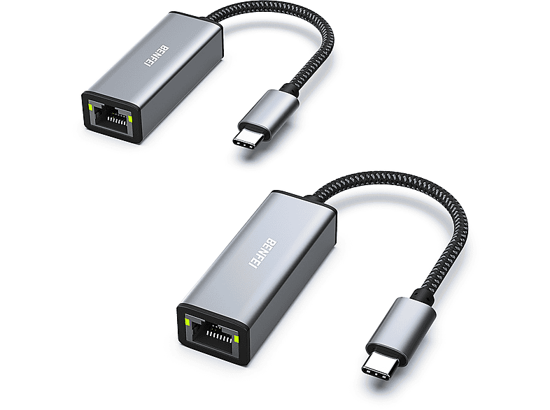 BENFEI USB C auf RJ45 LAN Netzwerk Ethernet Adapter, Grau | MediaMarkt