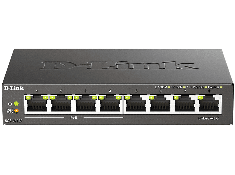 D-LINK DGS 1008 P 8-PORT GIGABIT SWITCH POE Gigabit Ethernet Switch ...
