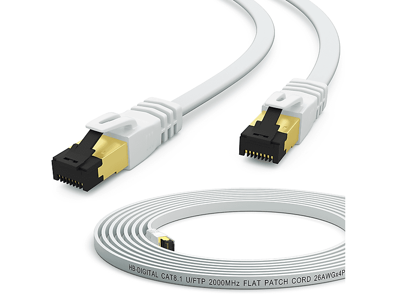 HB-DIGITAL CAT 8 flach U/FTP PVC RJ45, Patchkabel, 3 m | MediaMarkt