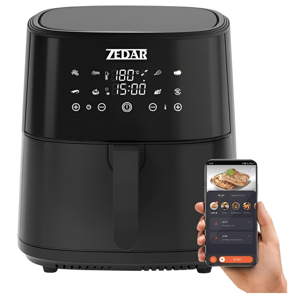 ZEDAR AF600 XXL | Airfryer - Zwart - 1800 g - 1800 W - Aantal ...